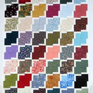 Lap Quilt or Throw, Pieced and Quilted, 4-patch Prints With White ...