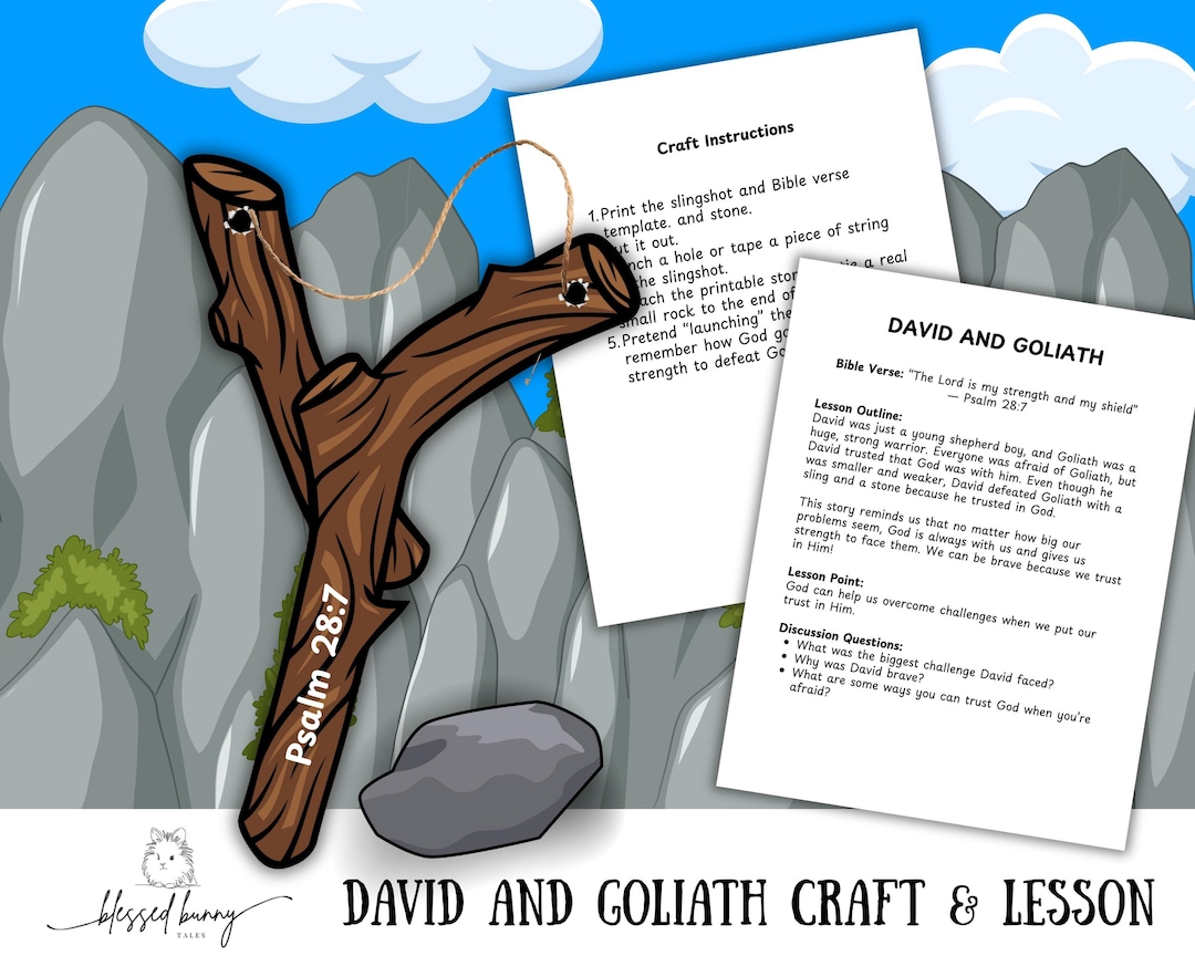 David and Goliath Bible Lesson & Slingshot Craft (PDF) - Etsy