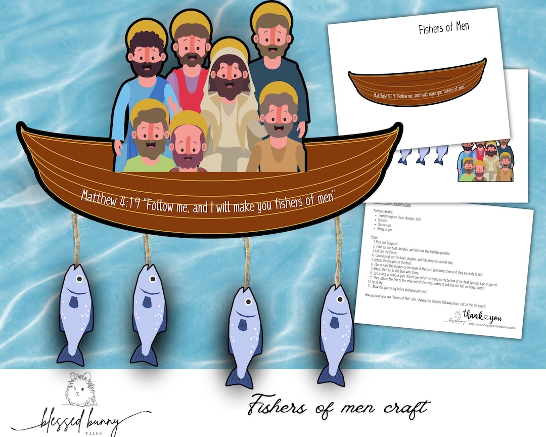 Fishers of Men Craft- Bible Lesson- Sunday School- Homeschool Printable ...
