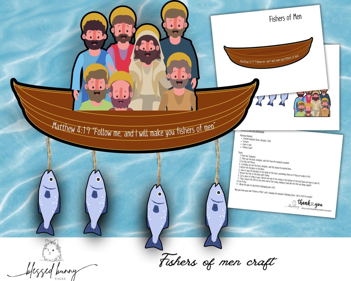 Fishers of Men Craft- Bible Lesson- Sunday School- Homeschool Printable ...