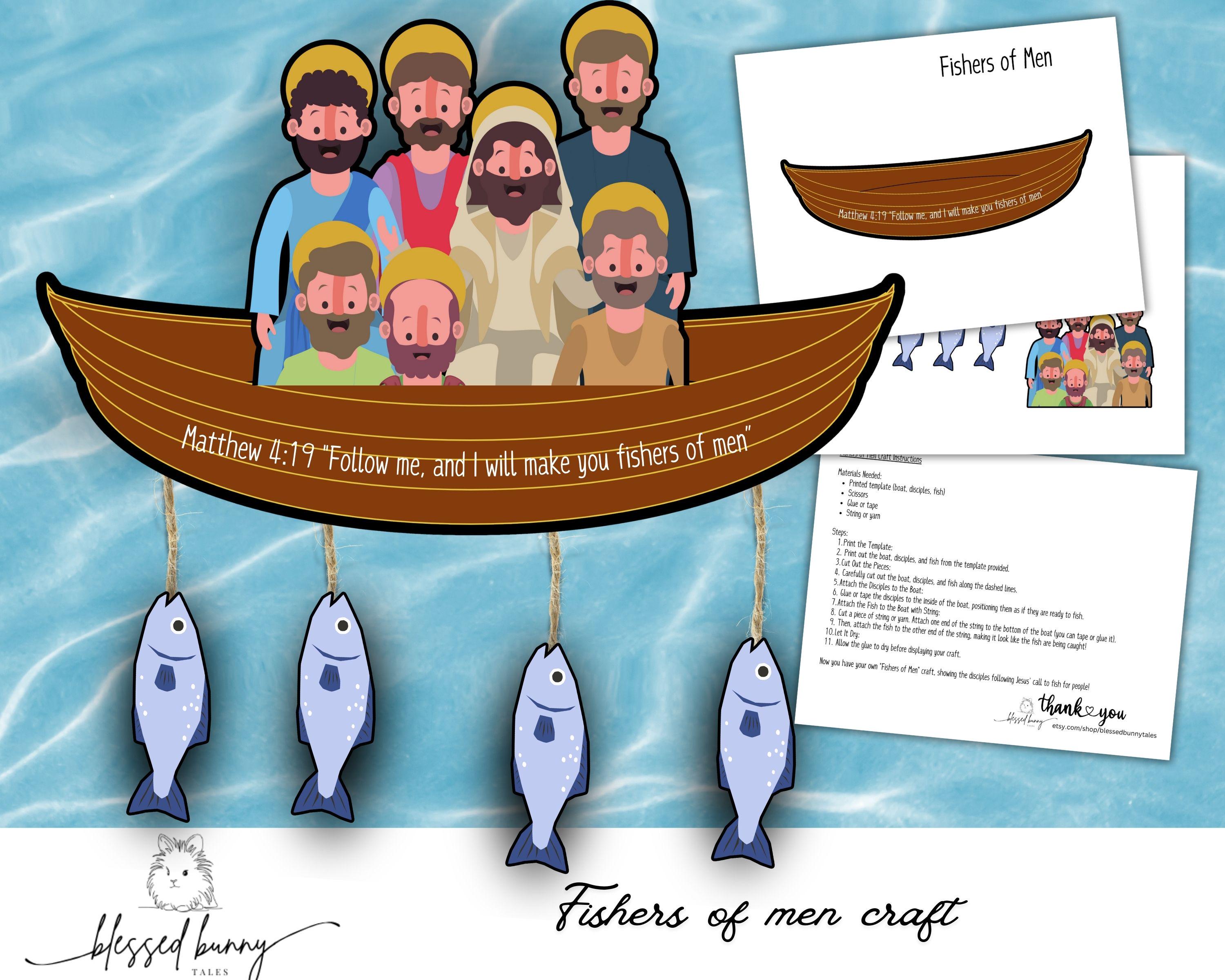Fishers of Men Craft- Bible Lesson- Sunday School- Homeschool Printable ...