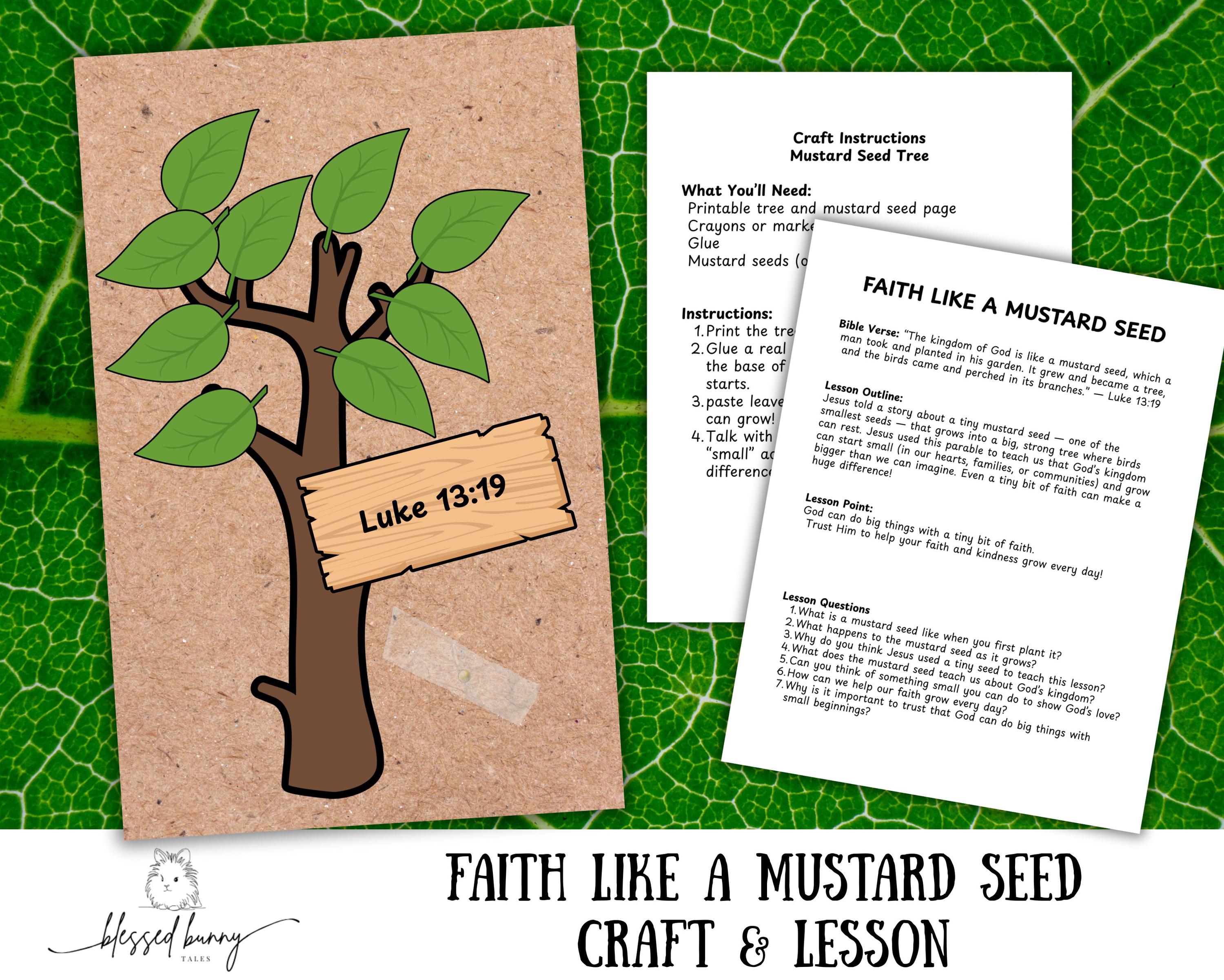 Mustard Seed Parable: Bible Lesson & Craft - Sunday School Activity ...