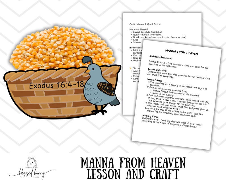 Manna From Heaven Bible Lesson & Craft: Sunday School Activity (PDF ...