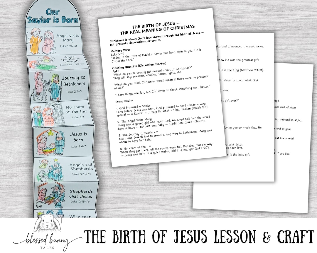 Birth of Jesus Lesson and Craft: Printable (PDF) - Etsy