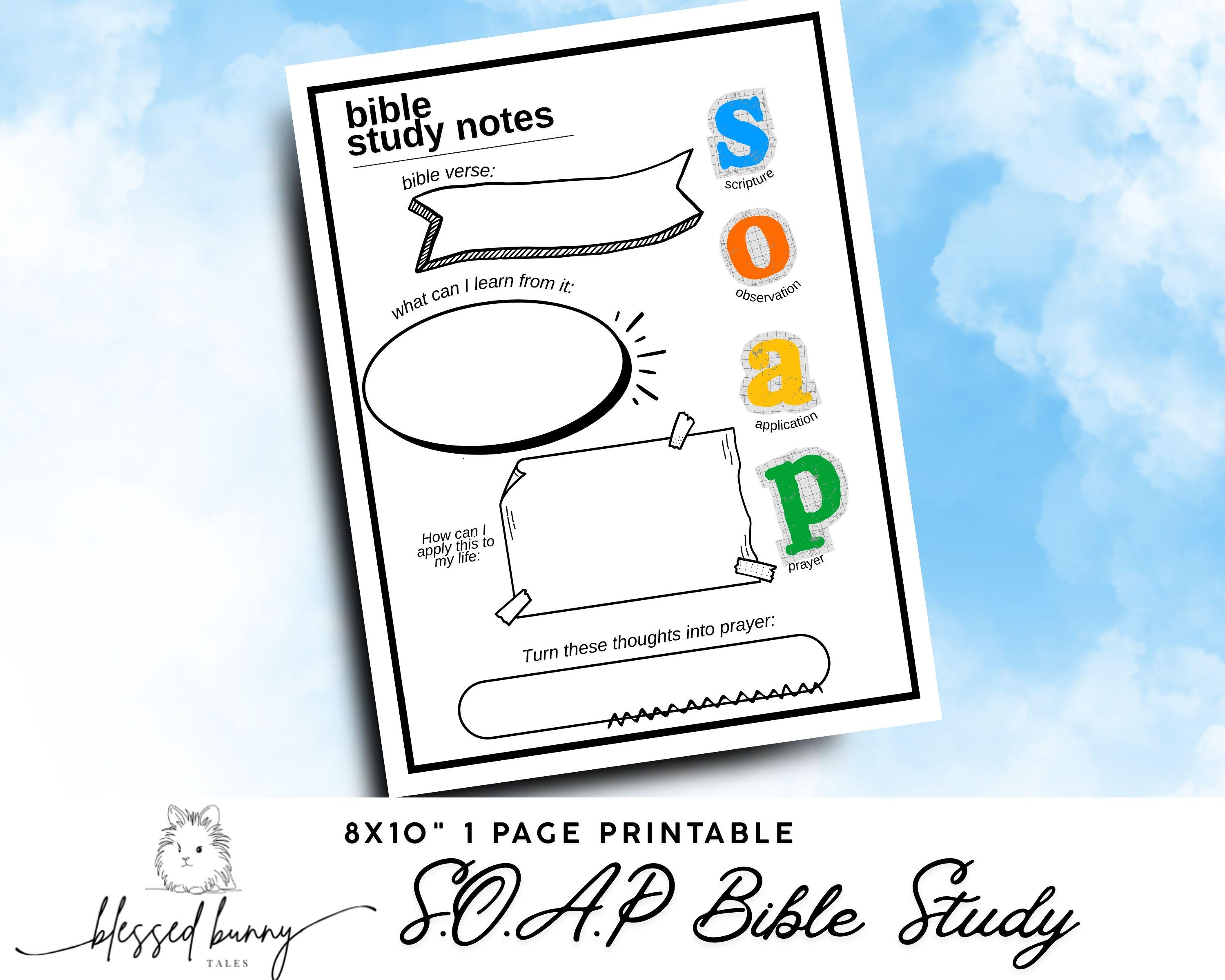 Printable SOAP Bible Study - for Kids & Teens - 8x10" - Bible Study ...