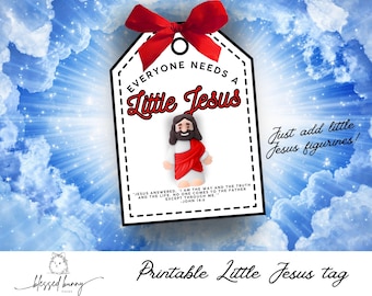 Little Jesus Printable Tags- Jesus Figurine Tags- Bible Verse Tag ...
