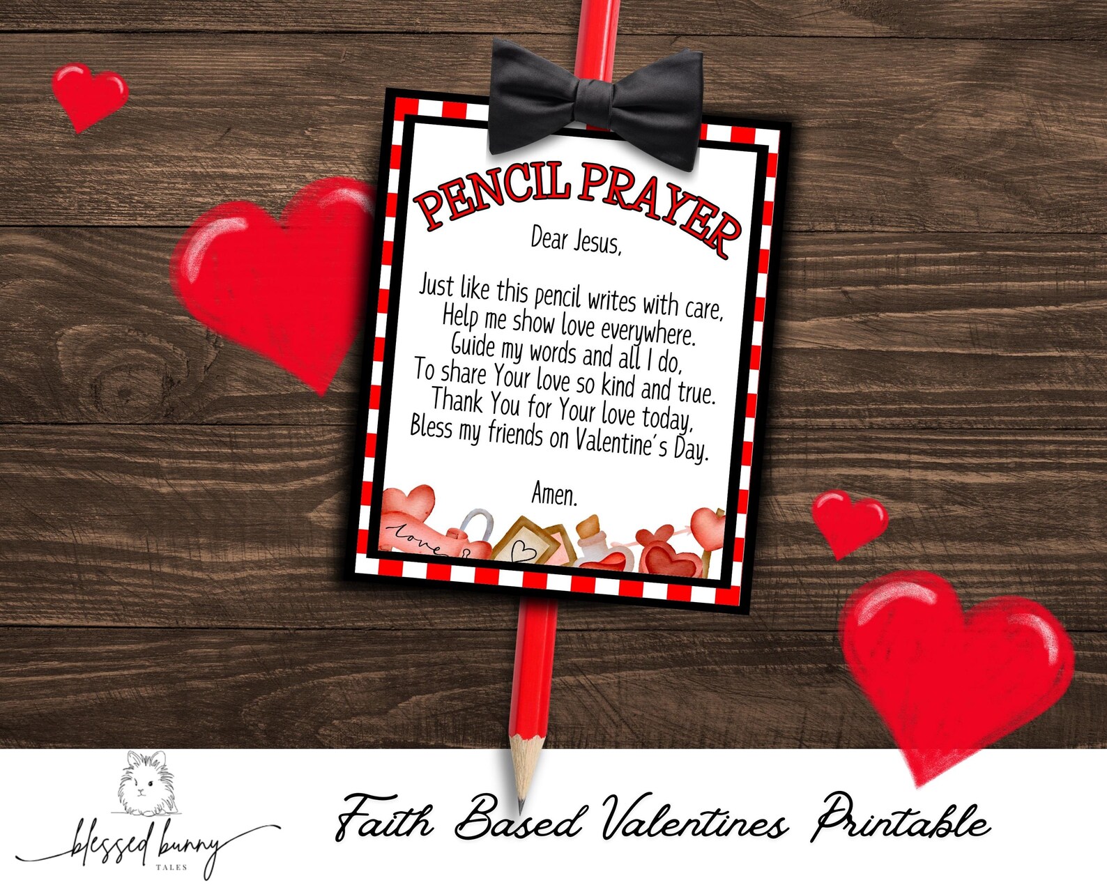 Pencil Prayer Valentine's Cards: Faith Based Classroom Gift (PDF) - Etsy