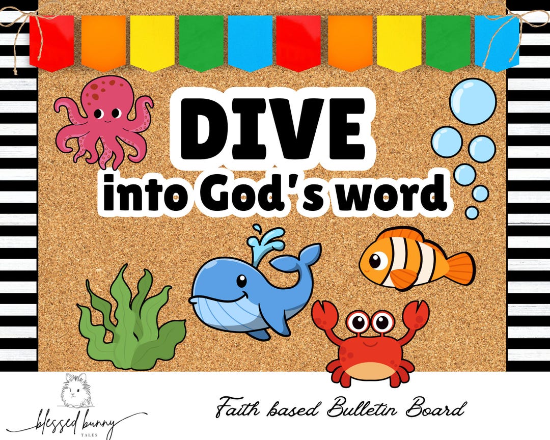 Ocean Themed Bulletin Board Printable Set | DIVE Into God’s Word ...