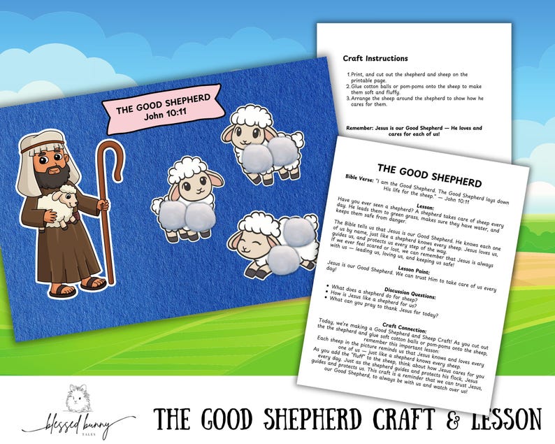 The Good Shepherd Bible Lesson Craft | 4‑page Printable Activity for ...