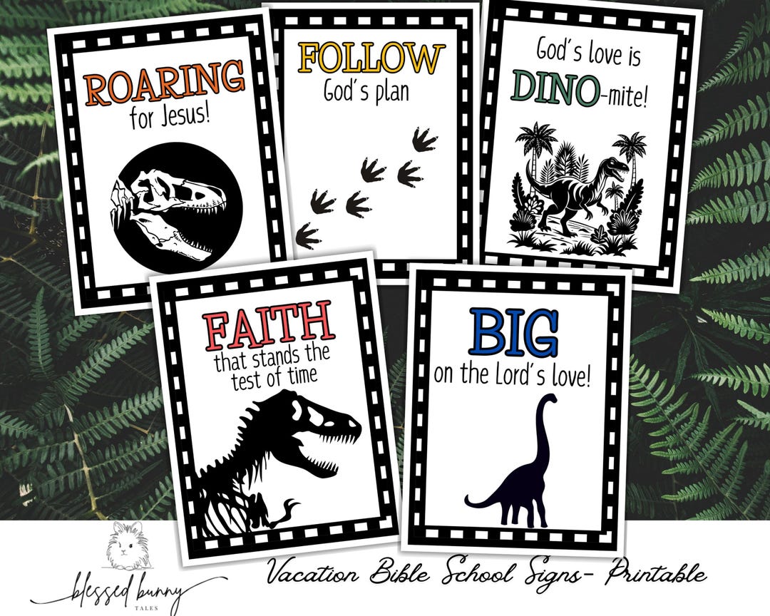 Dinosaur VBS Printable Sign Bundle: Bible Verse Decor (PDF) - Etsy