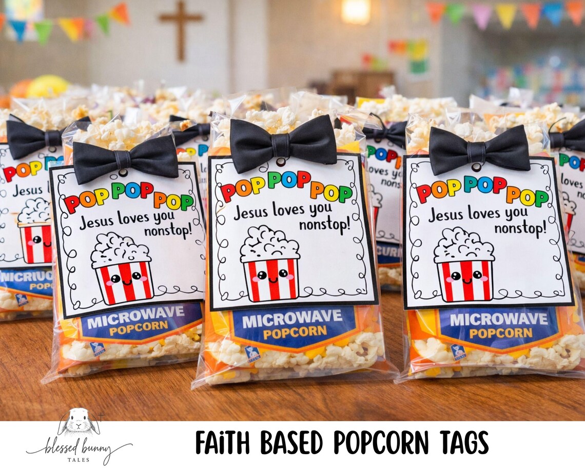 Jesus Loves You, Popcorn Favor Tags: Printable (PDF) - Etsy