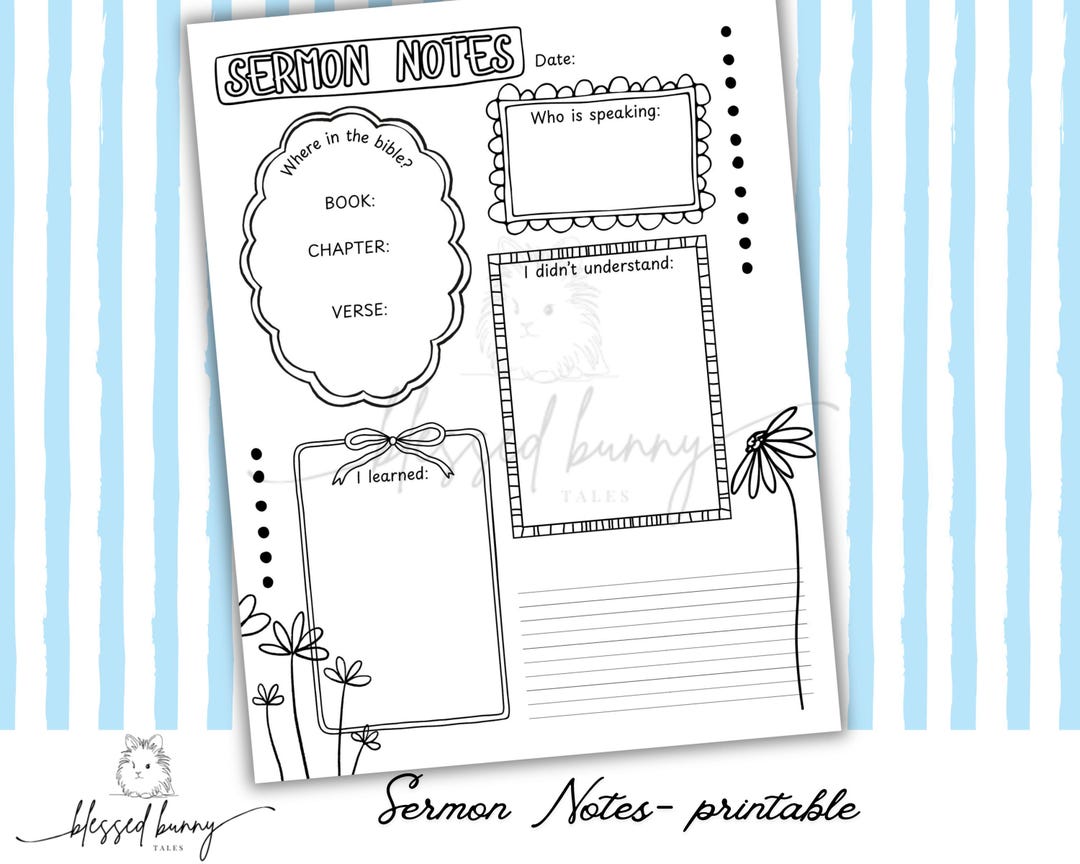 Printable Sermon Notes for Kids and Adults – Black and White With ...