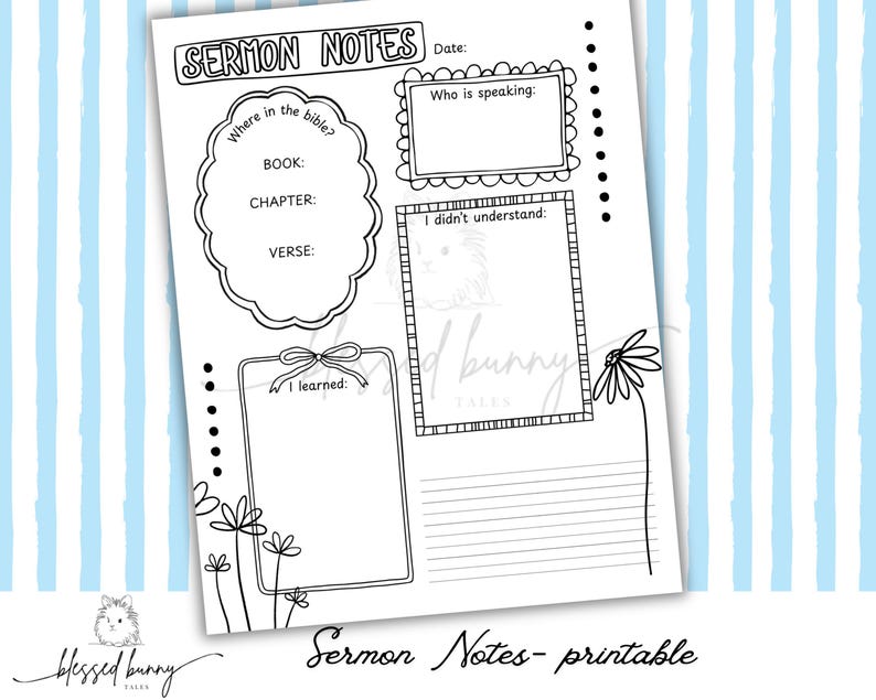 Printable Sermon Notes for Kids and Adults – Black and White With ...