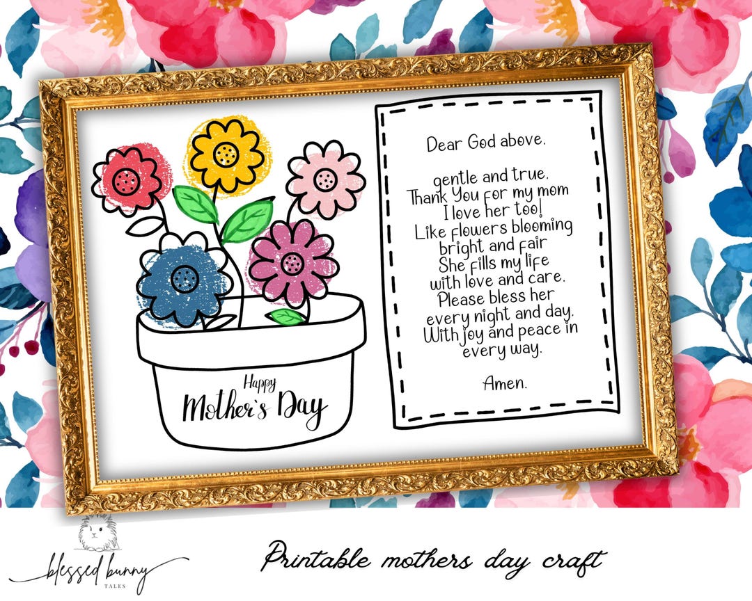 Printable Mother’s Day Flower Pot Craft – Color, Frame & Gift!- Mothers ...