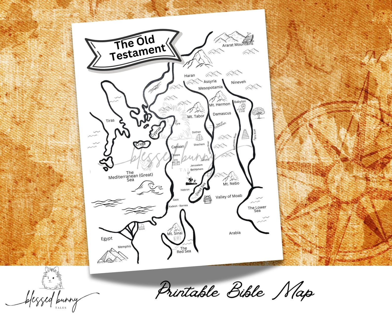 Bible Map Printable Old Testament Map Bible Insert Sunday School ...