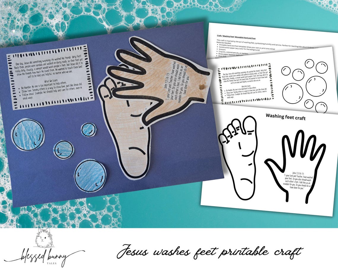 Jesus Washing Feet Craft - Printable Bible Lesson Activity - Sunday ...