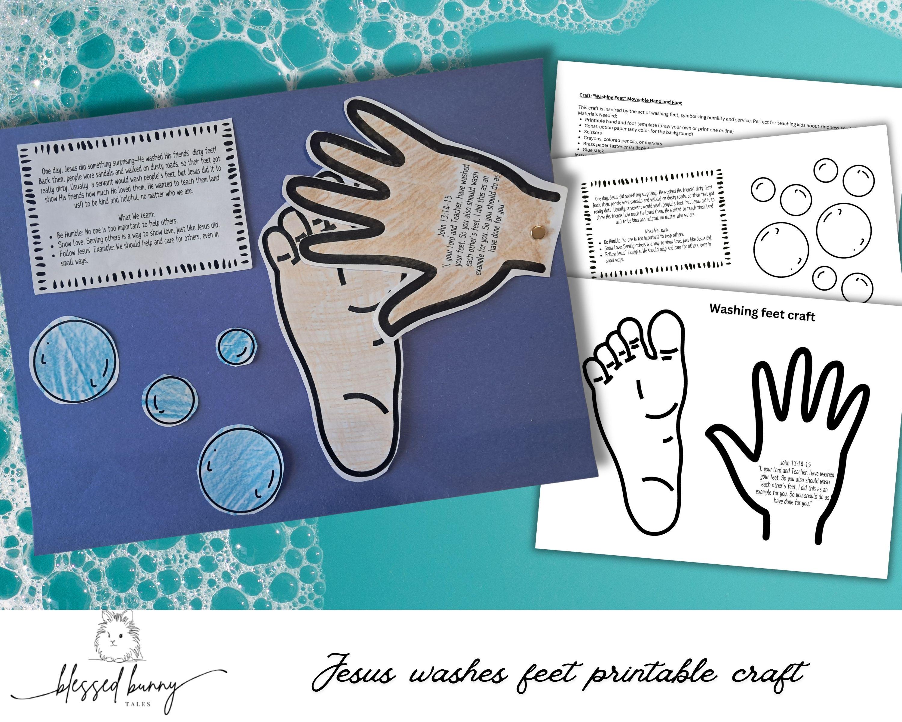 Jesus Washing Feet Craft - Printable Bible Lesson Activity - Sunday ...