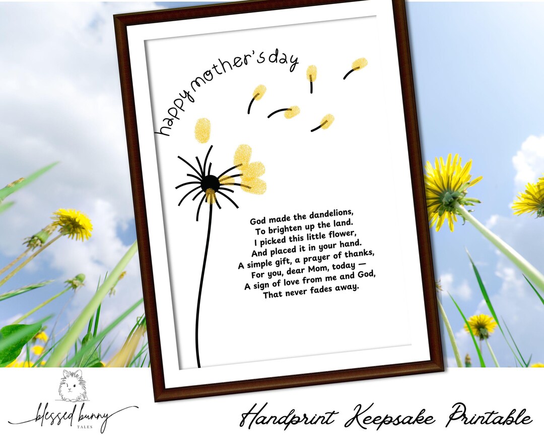 Mother’s Day Dandelion Fingerprint Craft | 8x10 Printable | Faith-based ...