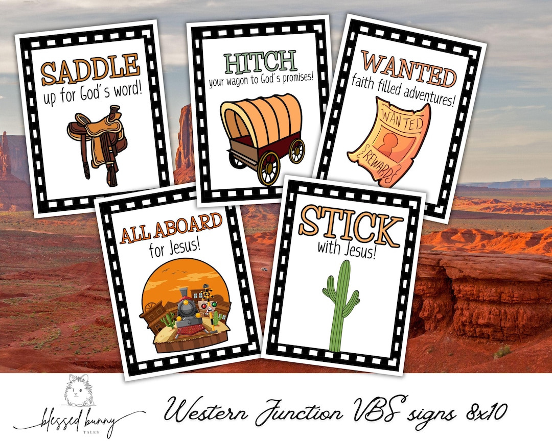 5-page Western Junction VBS Signs | Western Theme, Cute Faith Phrases ...