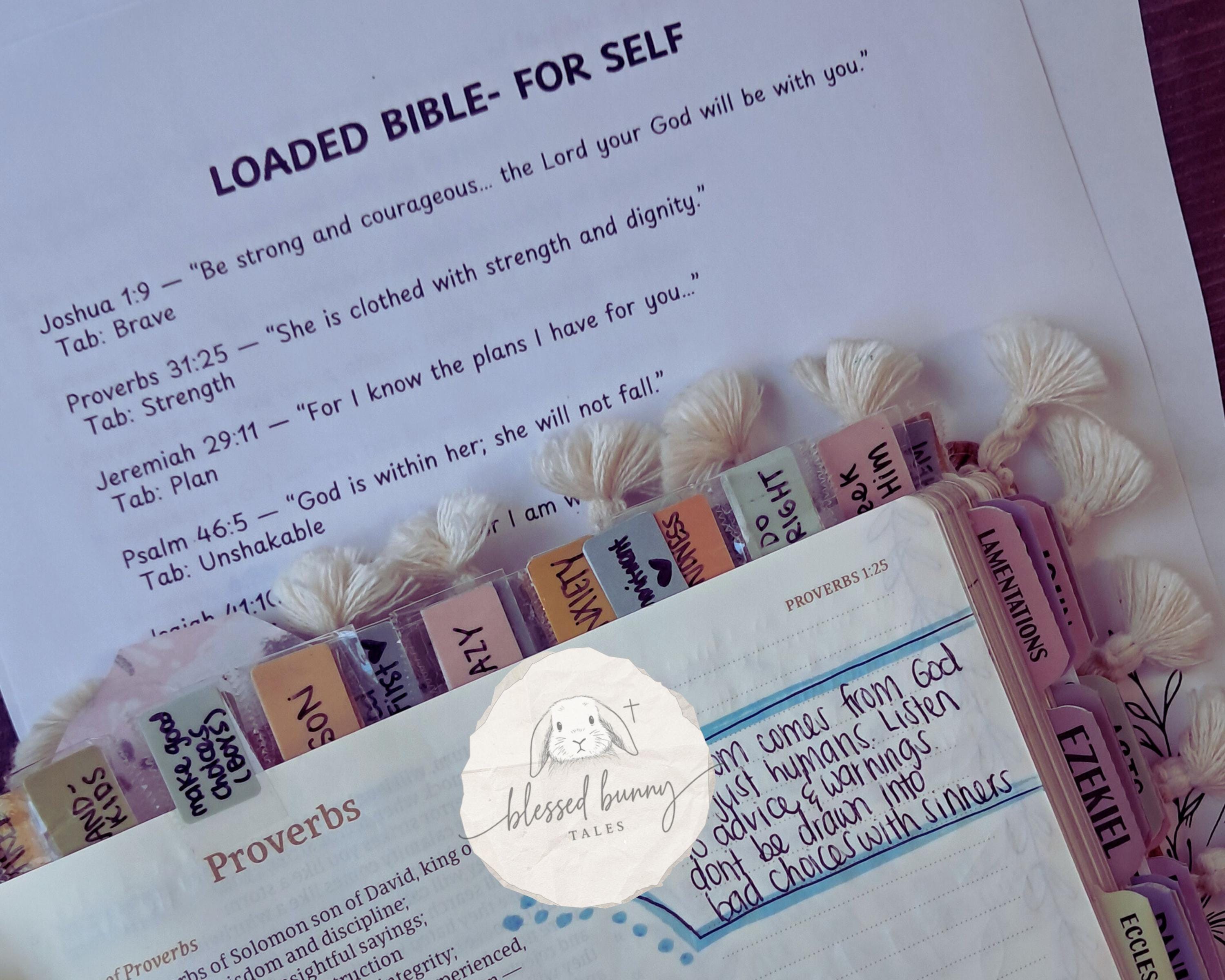 Loaded Bible Printable Kit for Self– Verses, Tabs & Notes (PDF) - Etsy