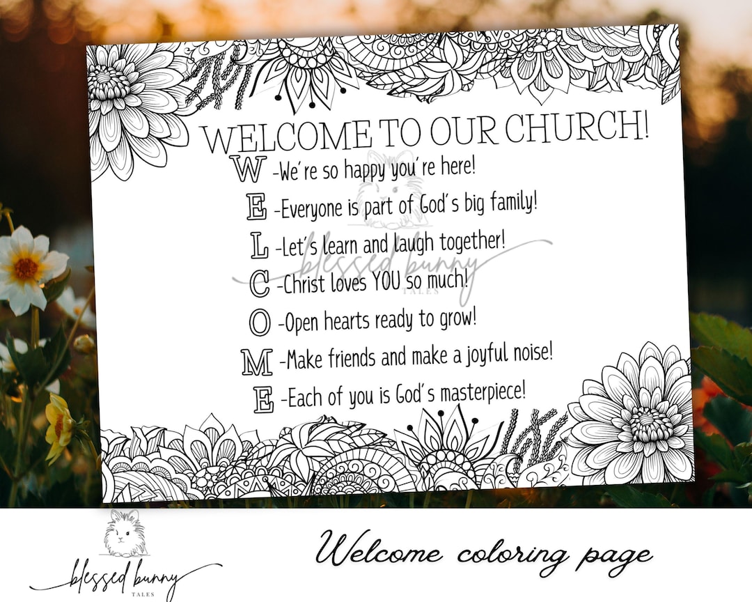 WELCOME Acrostic Coloring Page: Faith-based Kids' Church Activity (PDF ...