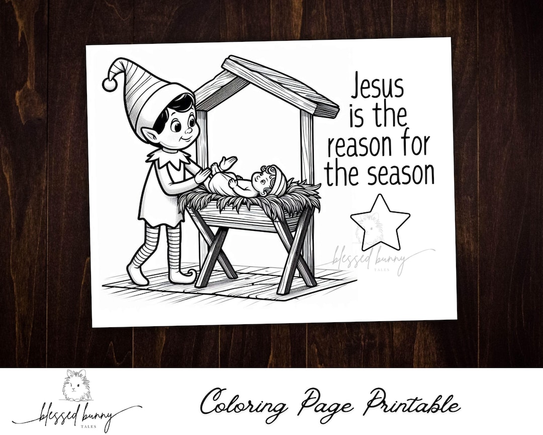 Faith Based Elf Printable- Christ Centered Elf- Coloring Page - Elf ...
