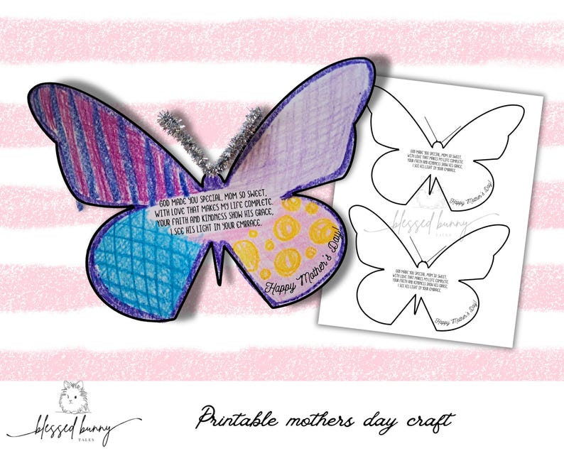 Printable Faith-based Mother's Day Butterfly Craft – DIY Poem ...