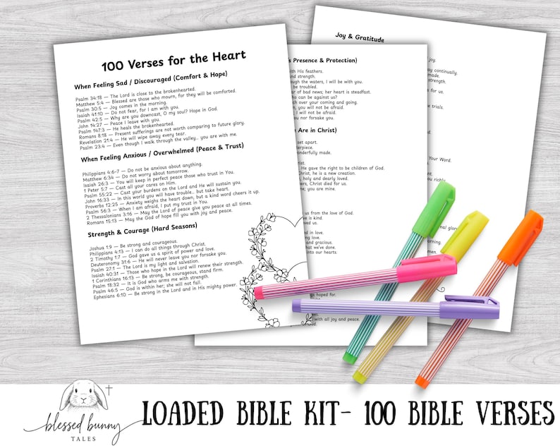 Loaded Bible Printable Kit-100 Bible Verses (PDF) - Etsy