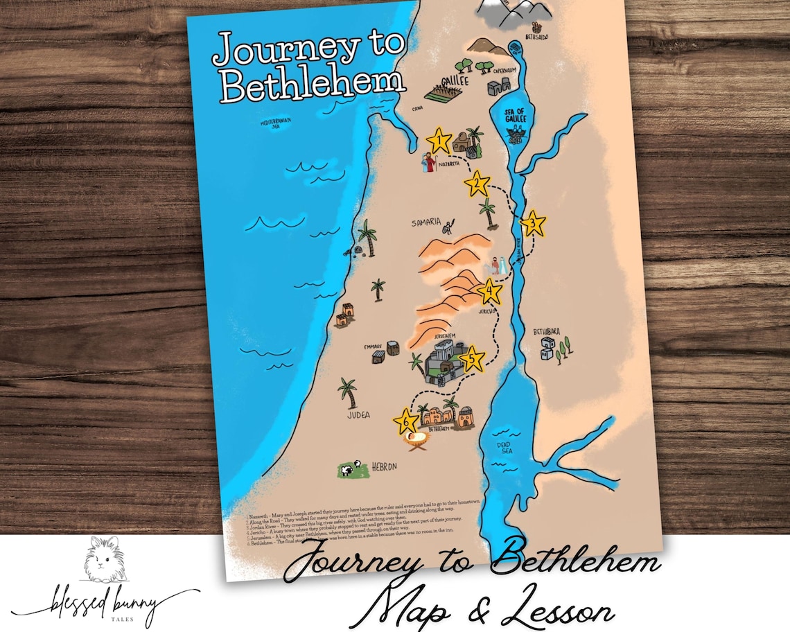 Journey to Bethlehem Map- Christmas Bible Study- Sunday School- Bible ...
