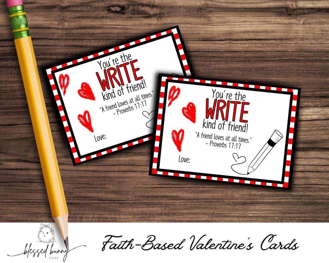 You're the WRITE Kind of Friend - Printable- Classroom Valentine's ...