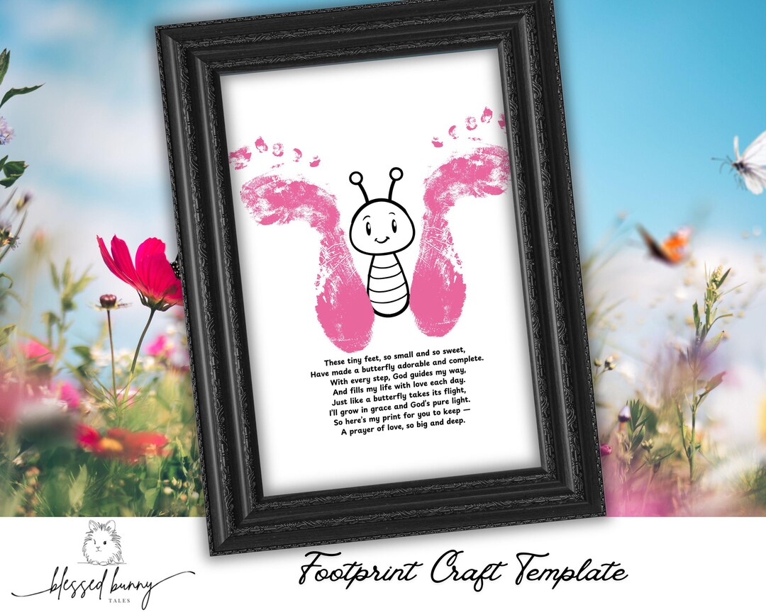 Butterfly Footprint Craft Printable | 8x10" Faith-based Poem Template ...