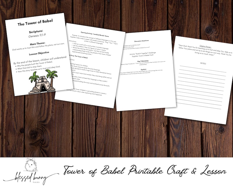 Tower of Babel Craft- Bible Lesson- Sunday School- Homeschool Printable ...
