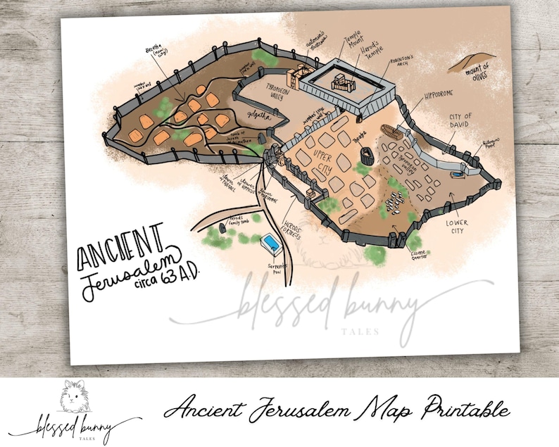 Printable 8x10" Ancient Jerusalem Map (digital Download) - Etsy
