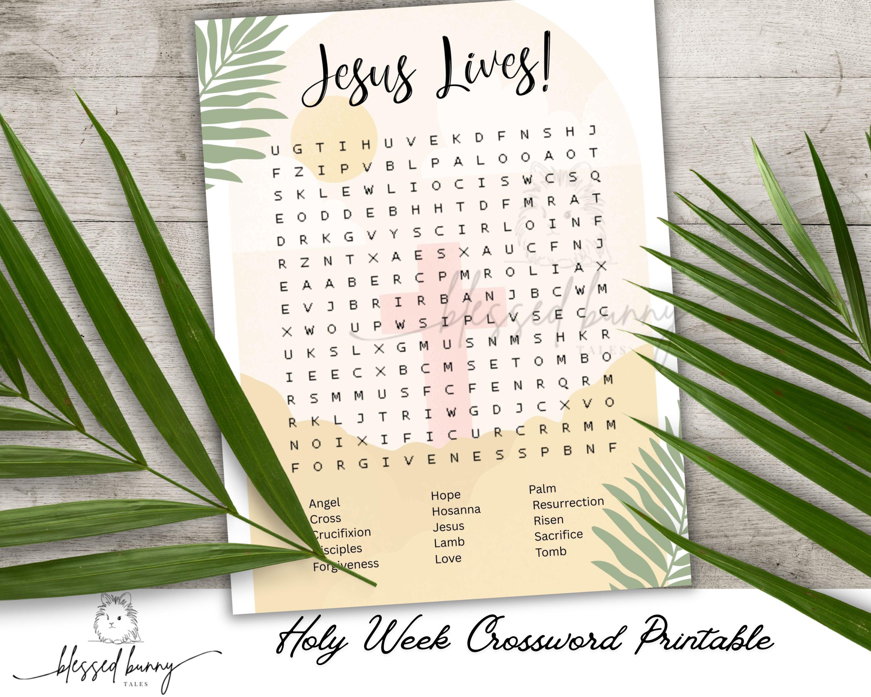 Holy Week Crossword Puzzle: Printable (PDF) - Etsy