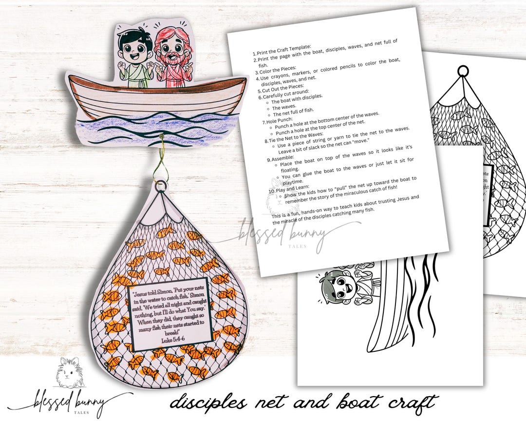 Disciples Boat and Net Craft- Bible Lesson- Sunday School- Homeschool ...