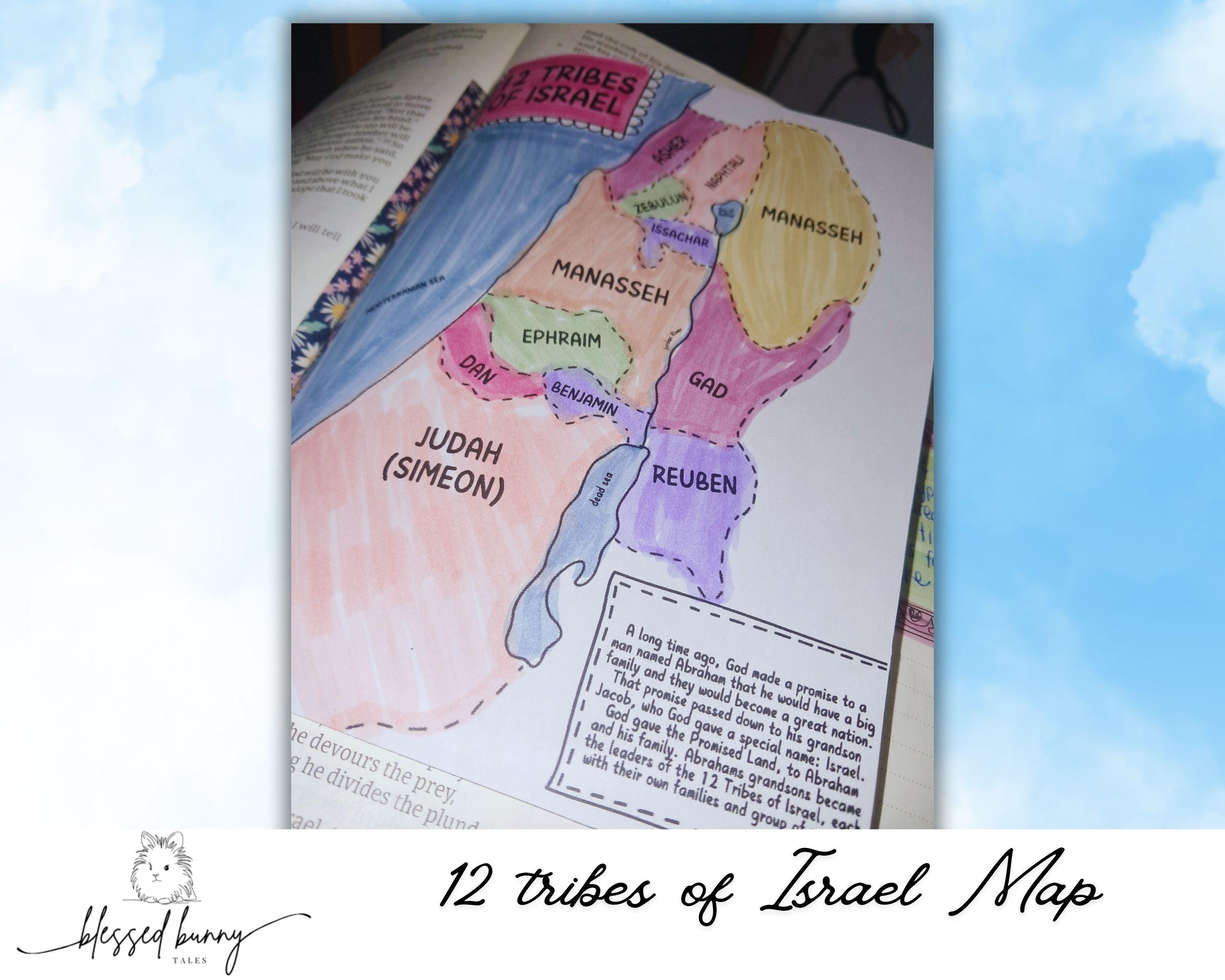 12 Tribes of Israel Map- Bible Lesson- Bible Craft- Sunday School ...
