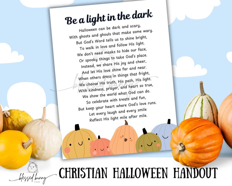 Christian Halloween Poem Printable: Faith-based Pumpkin Decor (8x10 PDF ...