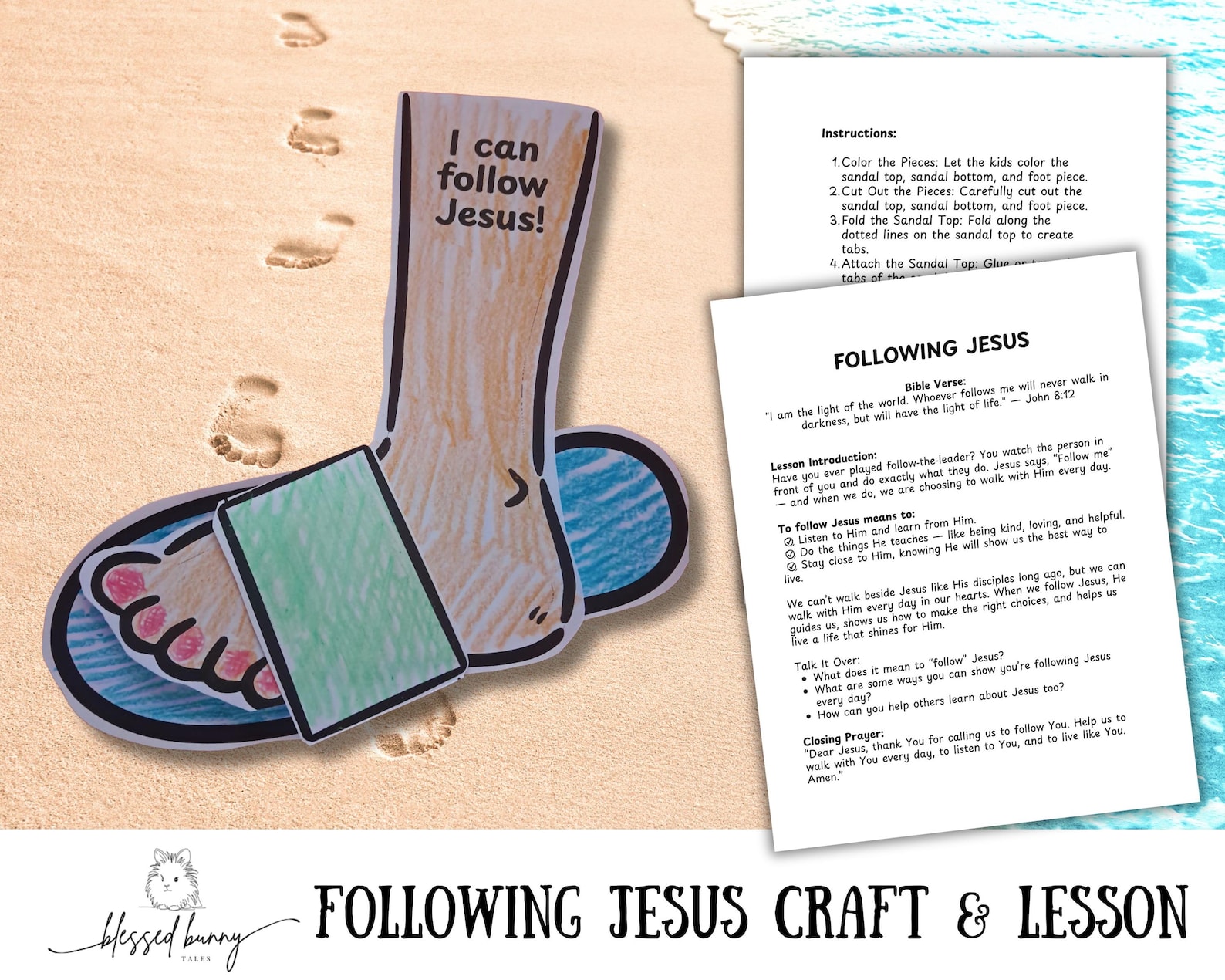 Follow Jesus Craft & Bible Lesson: Sunday School Activity (PDF Download ...