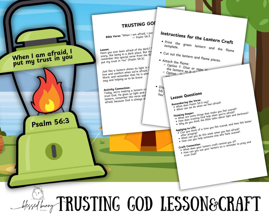 Trusting God Lantern Craft & Bible Lesson Printable | Psalm 56:3 | 4 ...