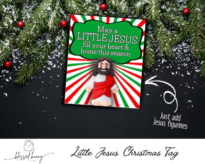 Little Jesus Printable Tags- Jesus Figurine Tags- Bible Verse Tag ...