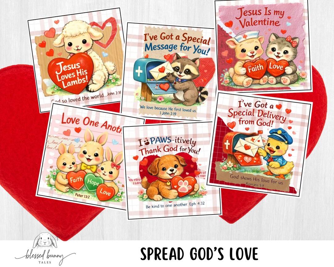 Christian Valentine's Cards: Printable (PDF) - Etsy