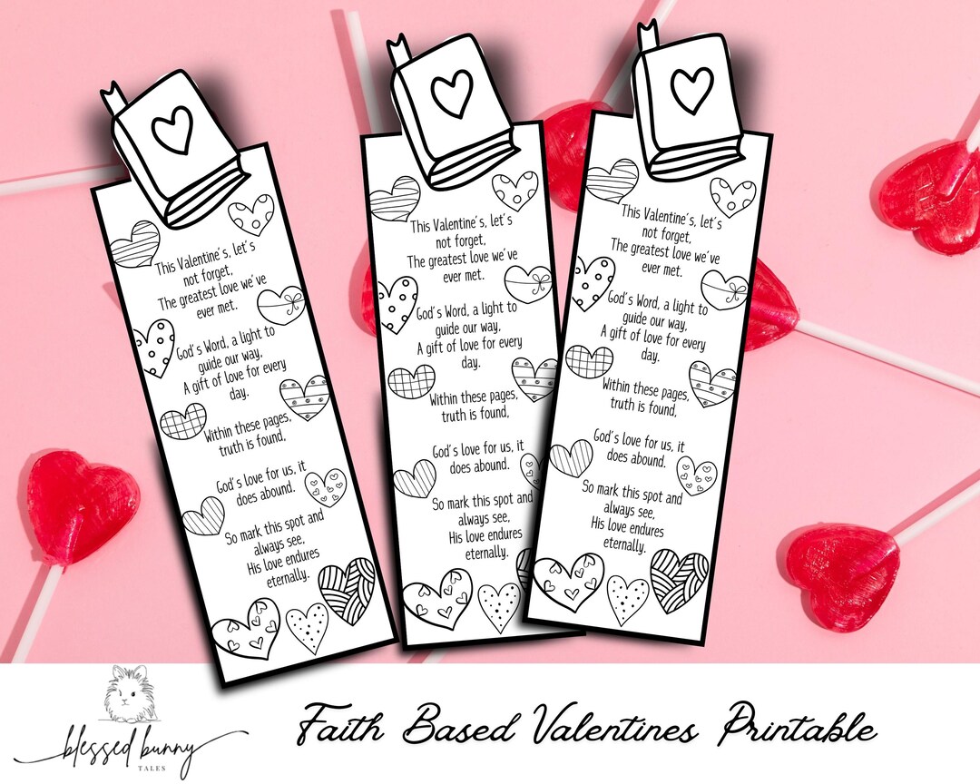 Valentines Bookmark -faith Based Valentine's- Printable Valentine's ...