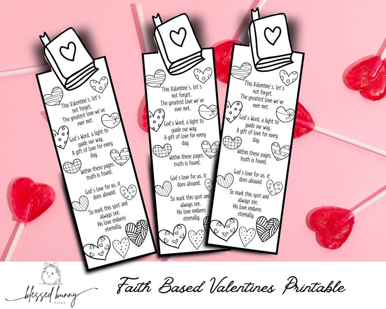 Valentines Bookmark -faith Based Valentine's- Printable Valentine's ...