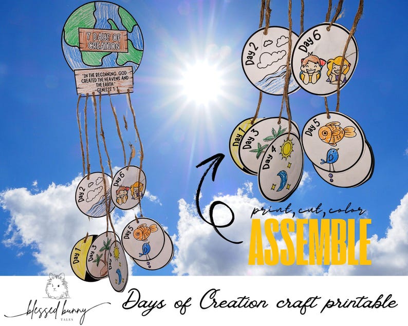 7 Days of Creation Craft Bible Craft Sunday School Homeschool Printable ...
