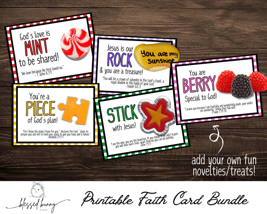 Faith Card BUNDLE- Printable- Religious Handout - Church Favors- Church ...