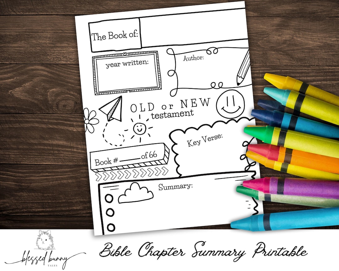 Childrens Bible Chapter Summary Printable- 5x7" Chapter-by-chapter ...