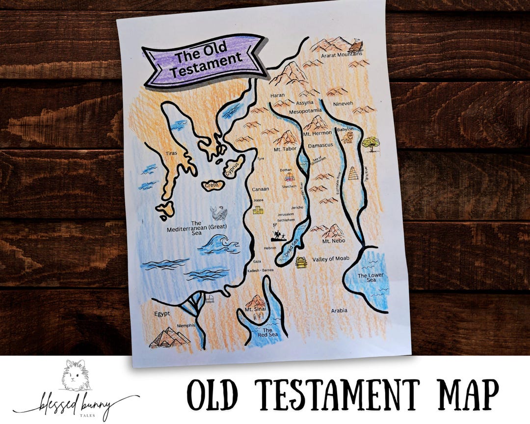 Old Testament Map: Hand-drawn Bible Study Printable (8x10 PDF) - Etsy