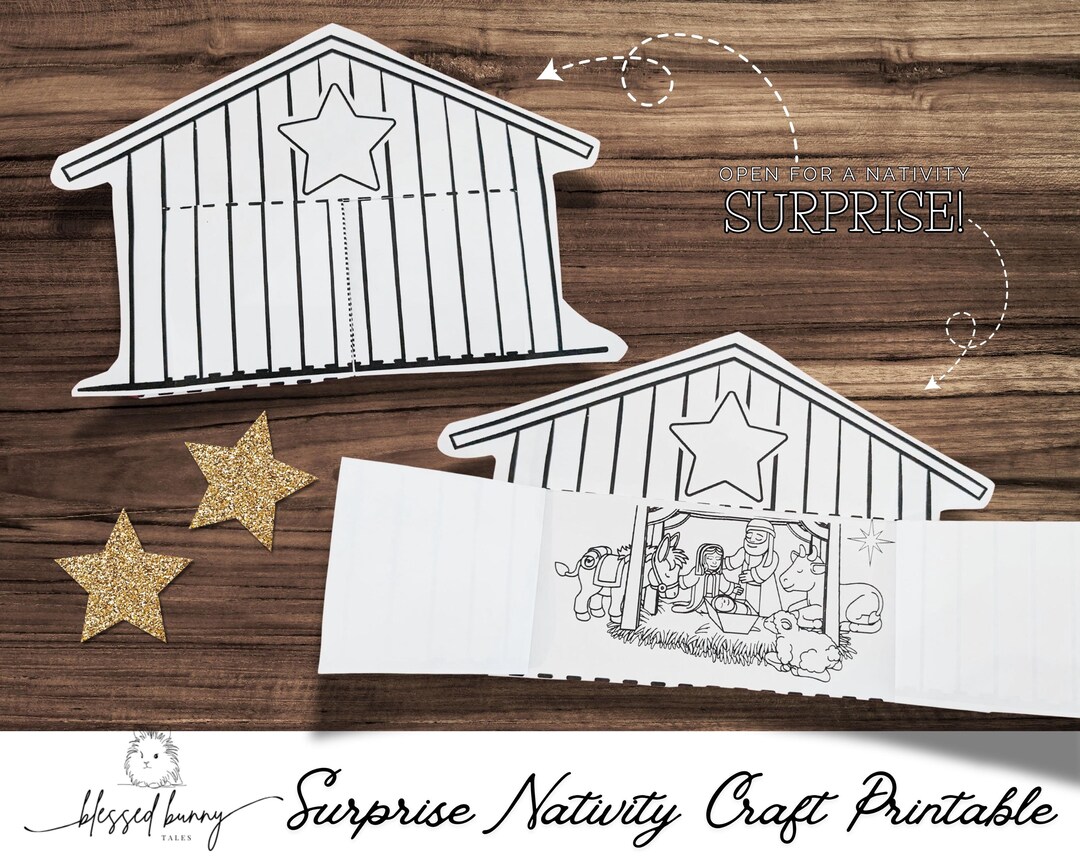 Surprise Nativity Scene Craft: Printable Barn, Sunday School (PDF) - Etsy