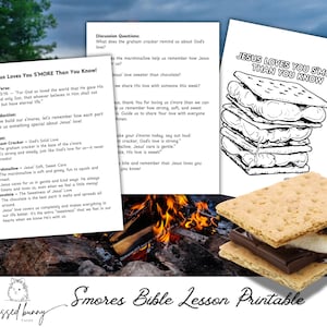 3-page Printable Smores Bible Lesson Coloring Page | Camp VBS, Fireside ...