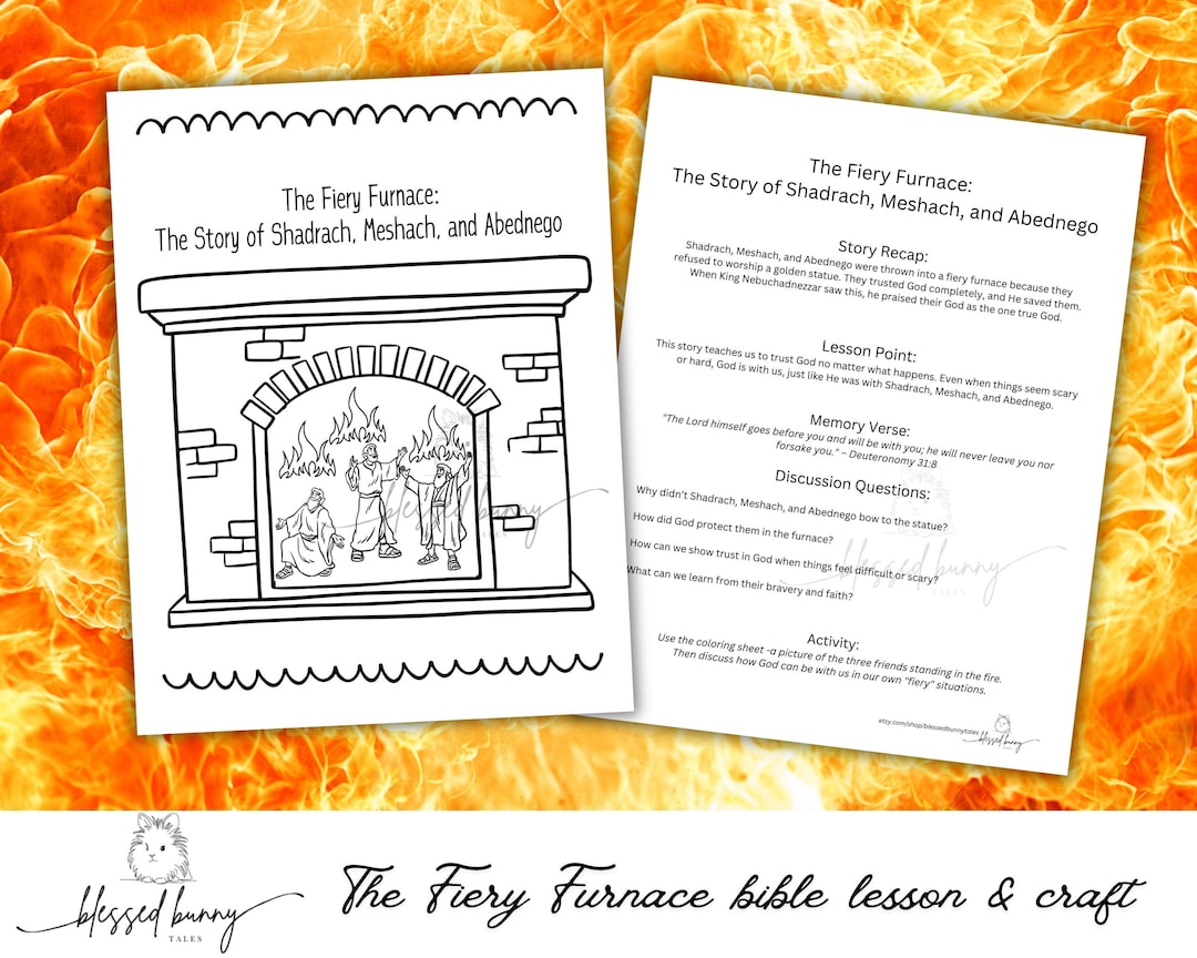 Fiery Furnace Bible Lesson & Craft: Sunday School Printable (PDF) - Etsy